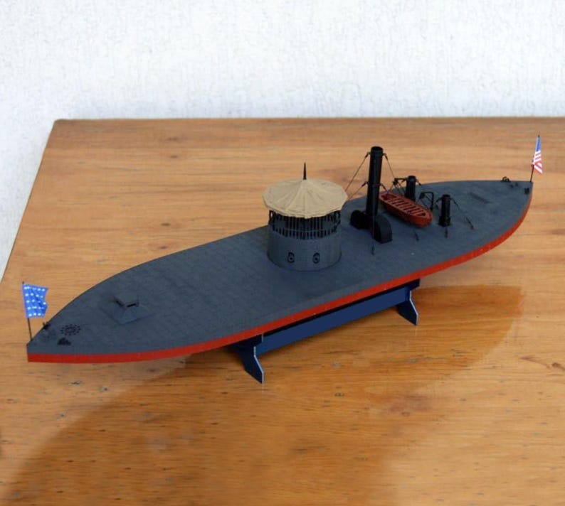 Papercraft Kit USS Monitor US Navy Armored Warship 3d Paper Model ...
