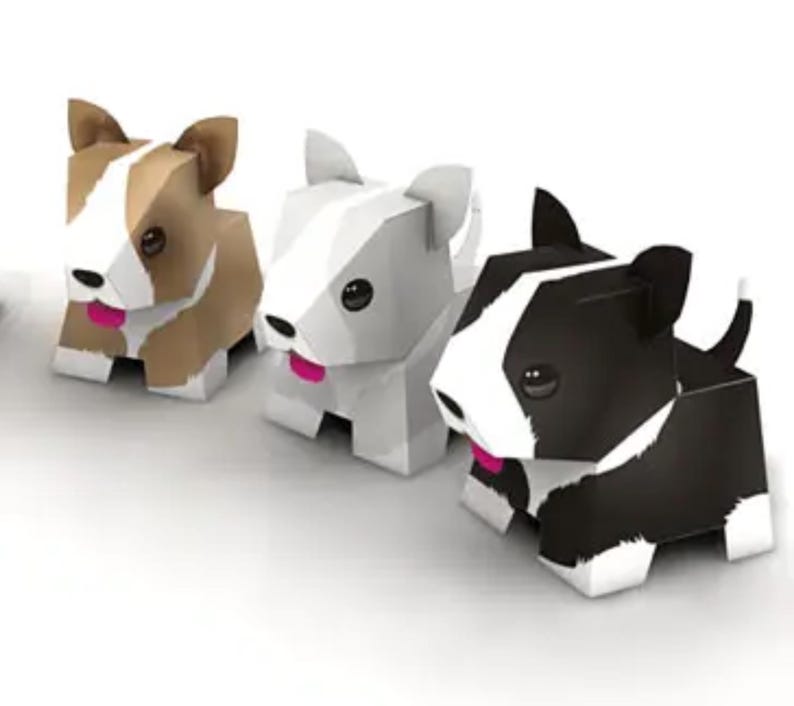 Papercraft Kit Puppies 3d Paper Model Crafting Kit PDF Plans to Print ...