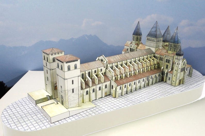 Papercraft Kit Cluny Abbey Monastery 3d Paper Model Crafting Kit PDF ...