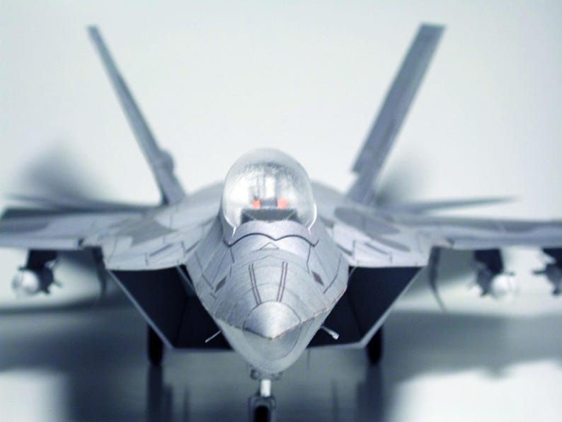 Papercraft Kit F-22 Raptor Airplane 3d Paper Model Crafting Kit PDF ...