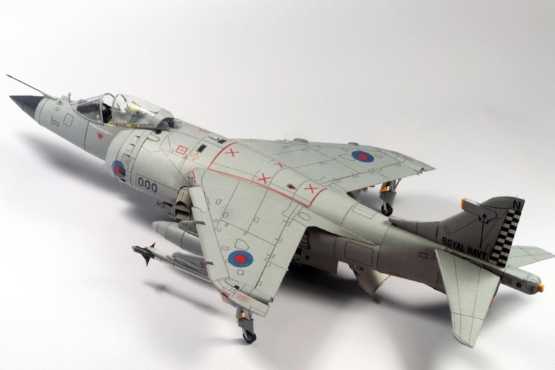 Papercraft Kit Harrier Jet 3d Paper Model Crafting Kit PDF Plans DIY ...