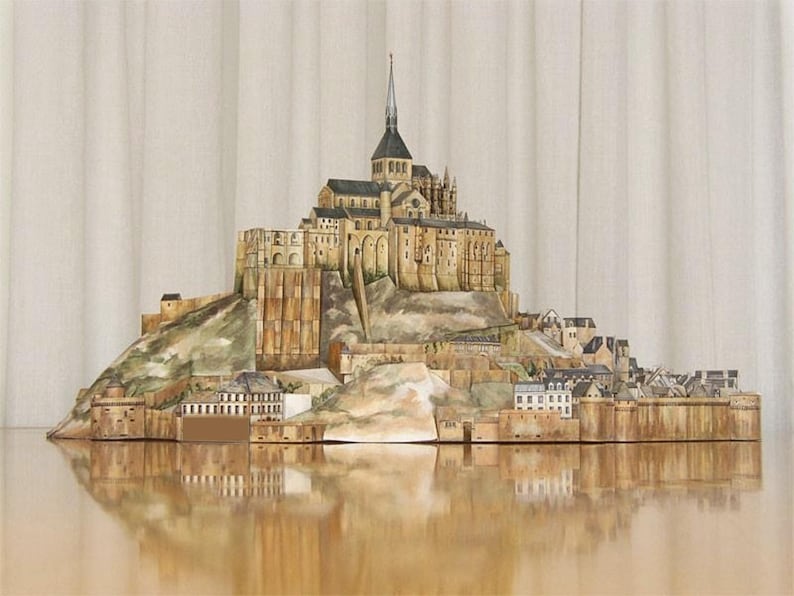 Papercraft Kit Mont Saint Michel France 3d Paper Model Crafting PDF ...