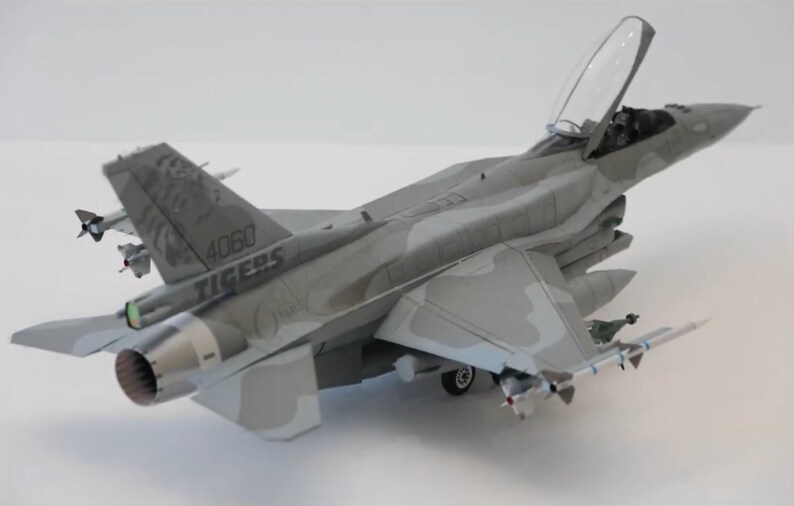 Papercraft Kit F-16C Block 52+ Tigers Airplane 3d Paper Model Crafting ...