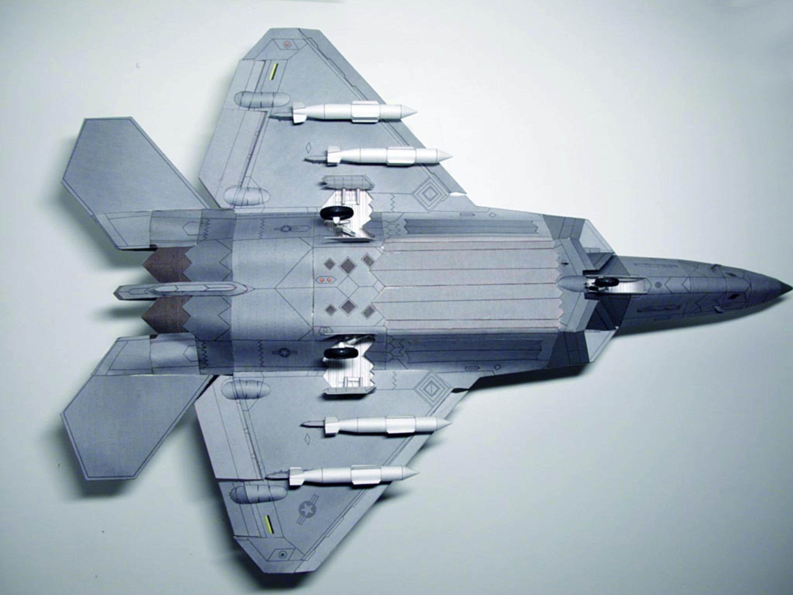 PaperCraft F-22 Raptor Flugzeug 3D Papiermodell Bastelpackung PDF Pläne ...
