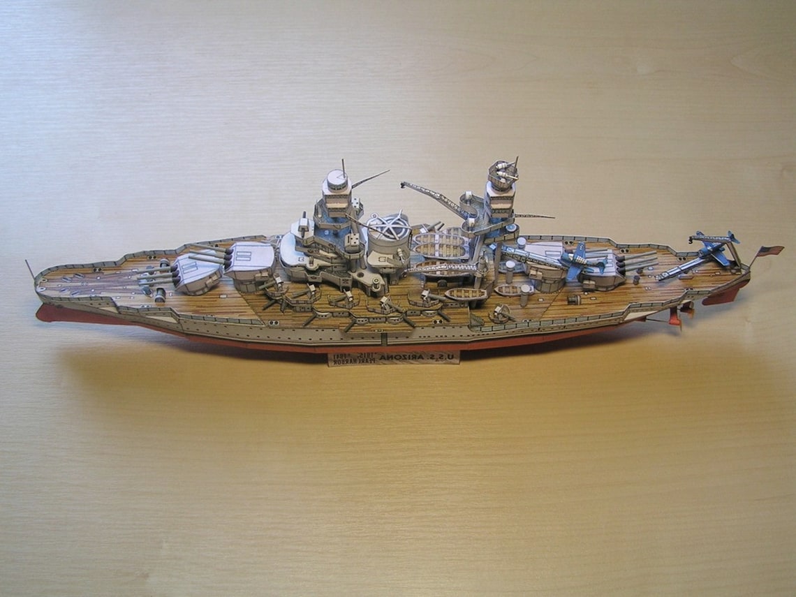 Papercraft Kit USS Arizona Battleship 3d Paper Model Crafting Kit PDF ...