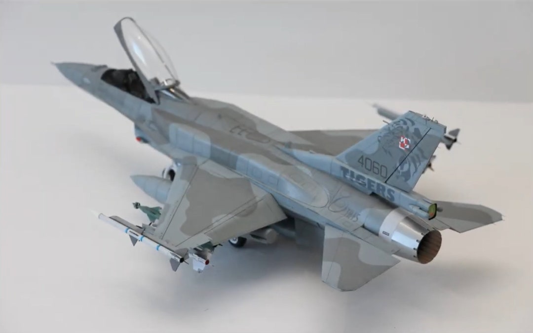 Papercraft Kit F-16C Block 52+ Tigers Airplane 3d Paper Model Crafting ...