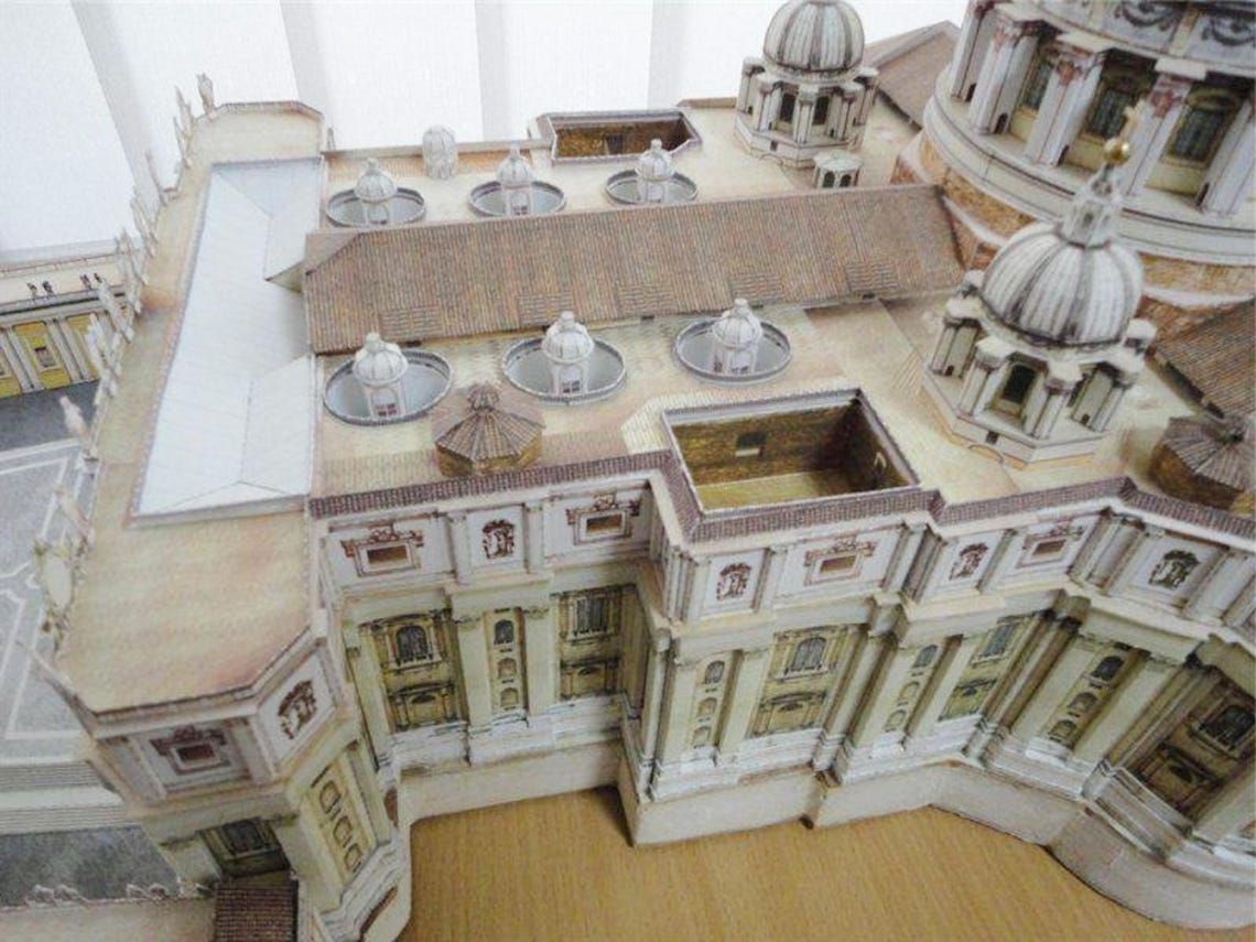 Papercraft Kit St Peter's Basilica Vatican 3d Paper Model Crafting PDF ...