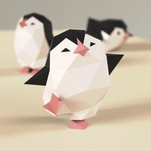 Papercraft Kit Penguins 3d Paper Model Crafting Kit PDF Vector Lines ...