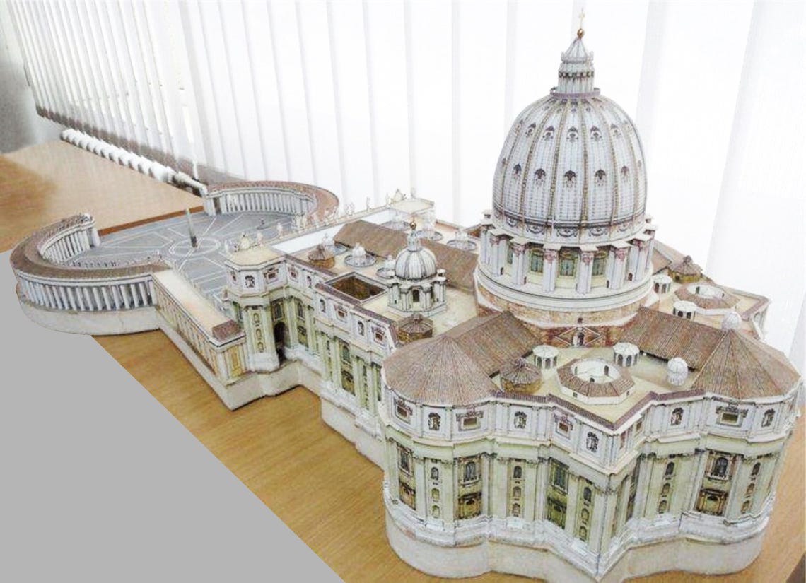 Papercraft Kit St Peter's Basilica Vatican 3d Paper Model Crafting PDF ...