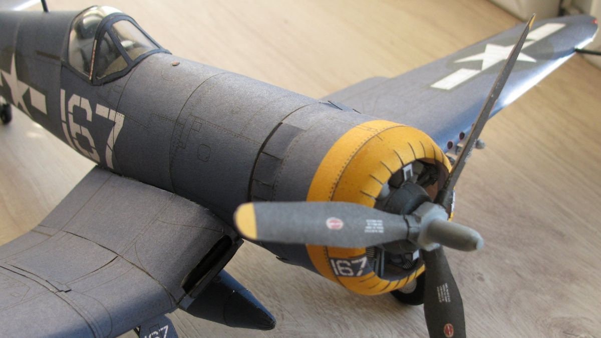 Papercraft Kit Corsair Airplane 3d Paper Model Crafting PDF Plans DIY ...