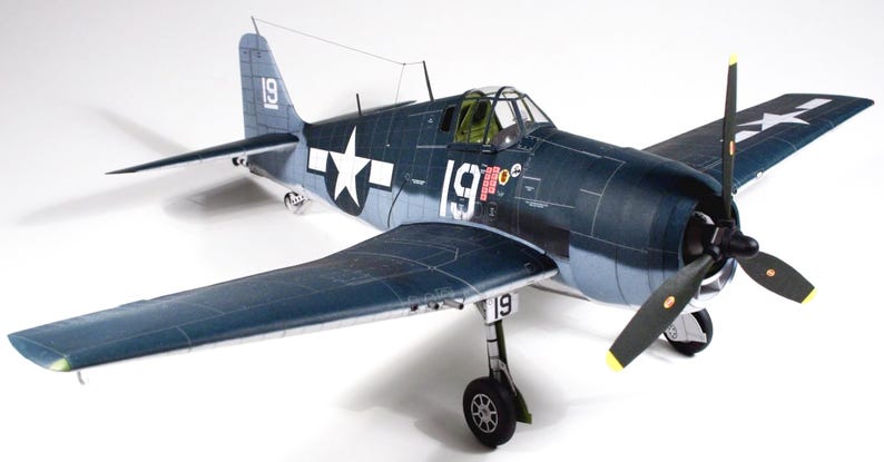 Papercraft Kit F6F Hellcat Airplane 3d Paper Model Crafting Kit PDF ...