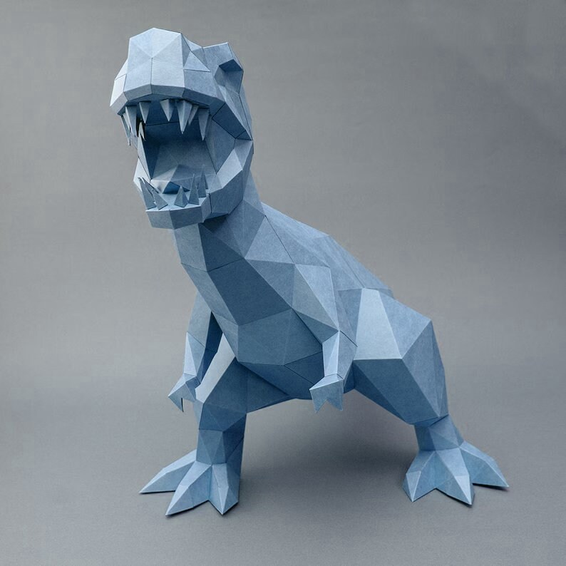 T-rex Dinosaur, 3d Paper Model Kit Model. PDF File With Plans to Print ...
