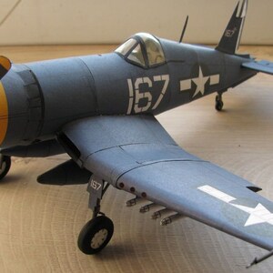 Papercraft Kit Corsair Airplane 3d Paper Model Crafting PDF Plans DIY ...