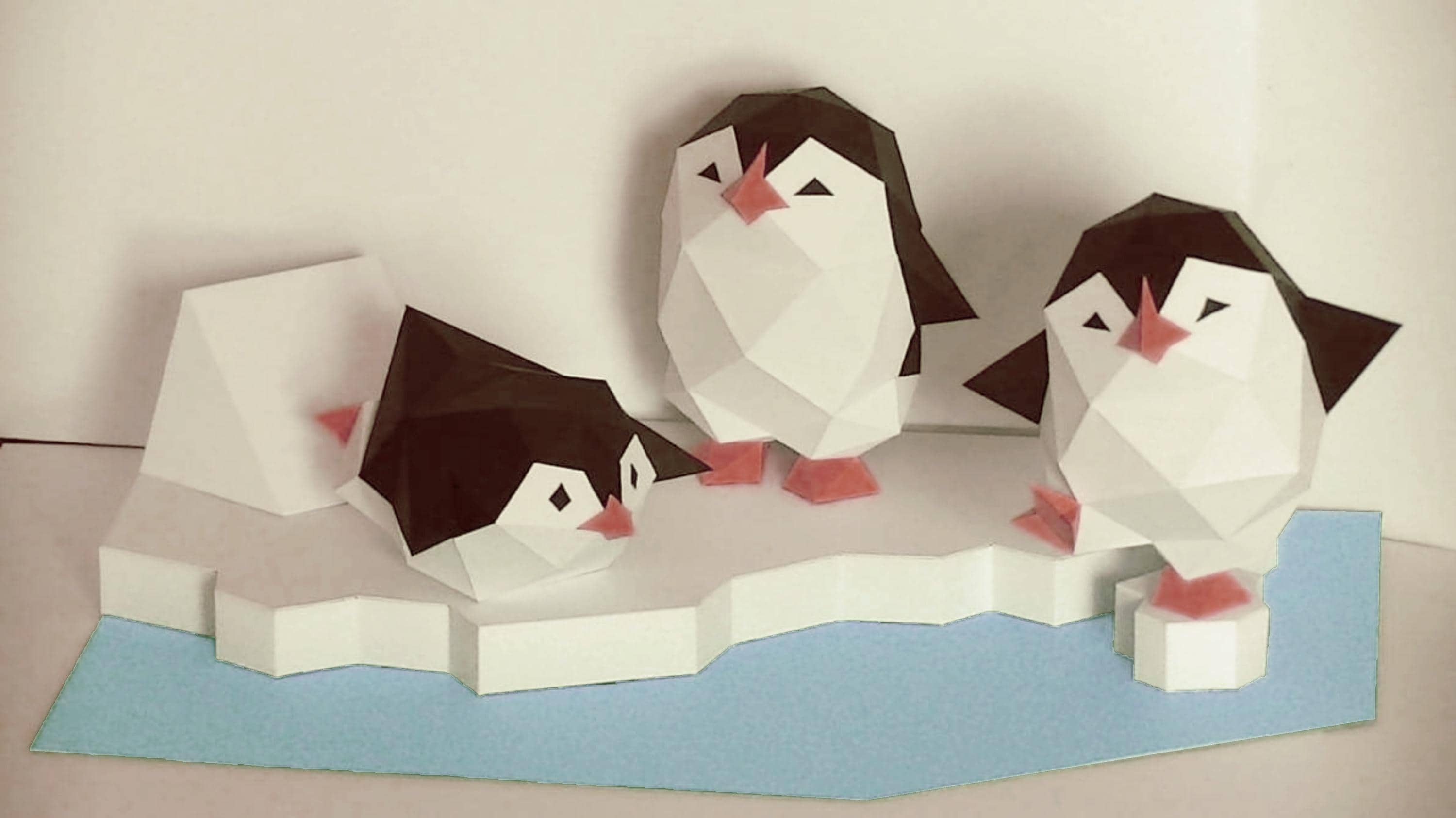 Papercraft Kit Penguins 3d Paper Model Crafting Kit PDF Vector Lines ...