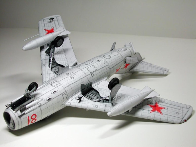 Papercraft Kit Mig-15 Fagot Airplane 3d Paper Model Crafting Kit PDF ...