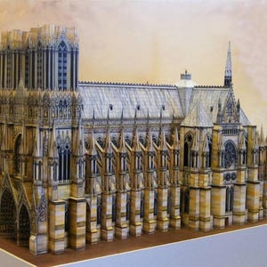 Papercraft Kit Reims Cathedral 3d Paper Model Crafting Kit PDF Plans to ...