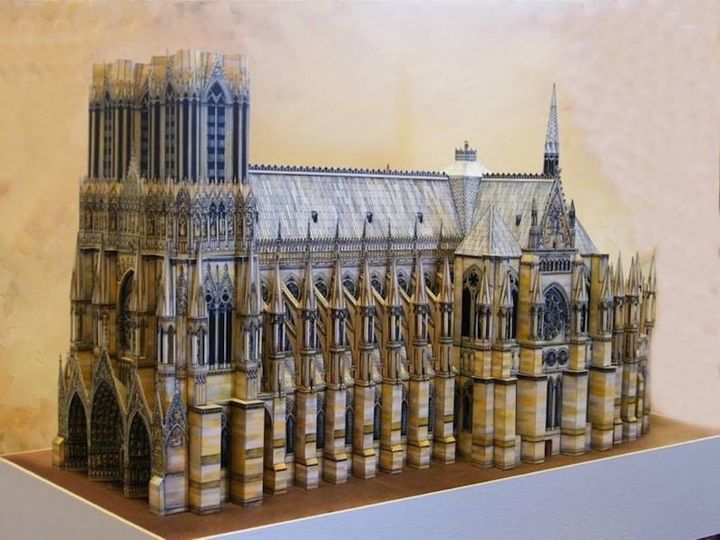 Papercraft Kit Reims Cathedral 3d Paper Model Crafting Kit PDF Plans to ...