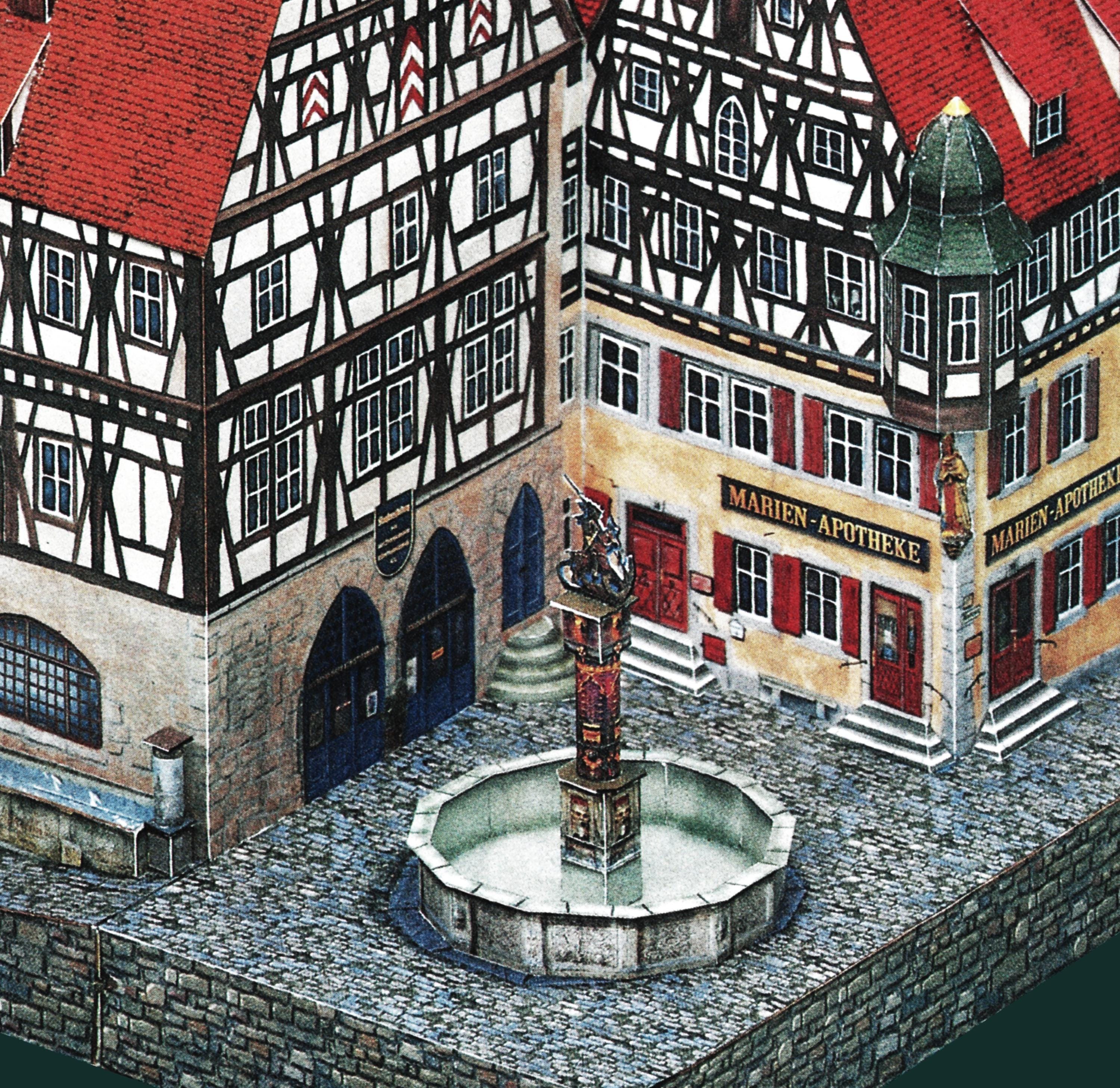 Papercraft Kit Village Marien Apotheke Rothenburg Houses 3d Paper Model ...