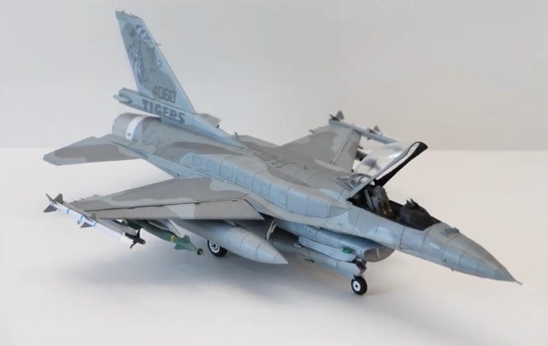 Papercraft Kit F-16C Block 52+ Tigers Airplane 3d Paper Model Crafting ...