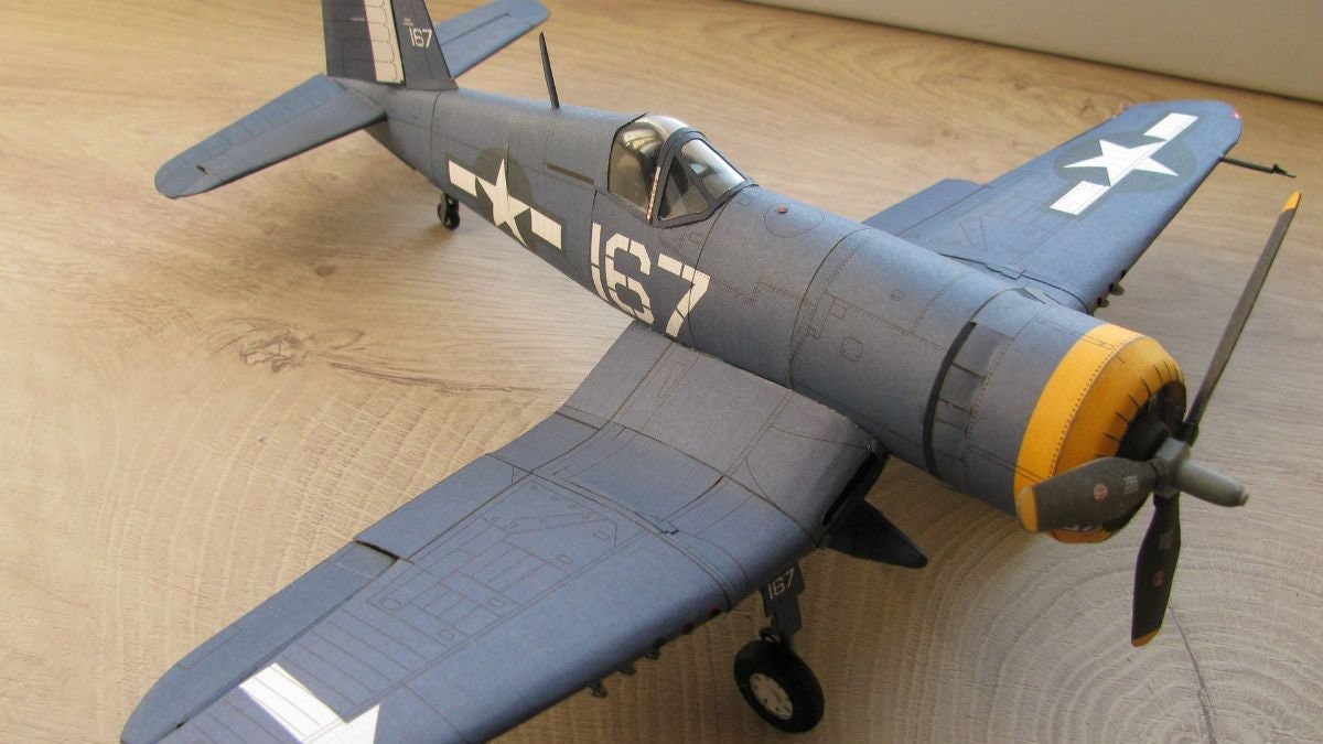 Papercraft Kit Corsair Airplane 3d Paper Model Crafting PDF Plans DIY ...