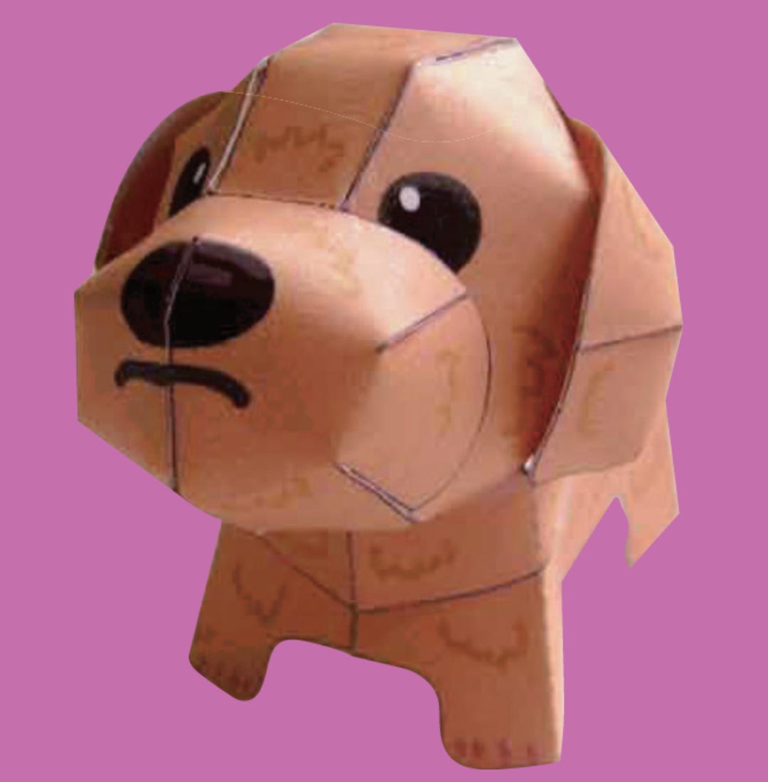 Papercraft Kit Brown Dog 3d Paper Model Crafting Kit PDF Plans to Print ...
