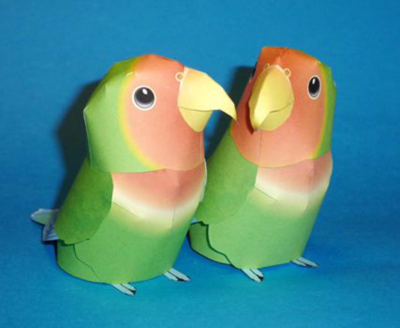 Papercraft Kit Love Parrots Paper Model Crafting Kit PDF Plans to Print ...