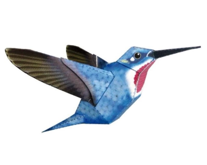 Papercraft Kit Hummingbird Paper Model Crafting Kit PDF Plans to Print ...