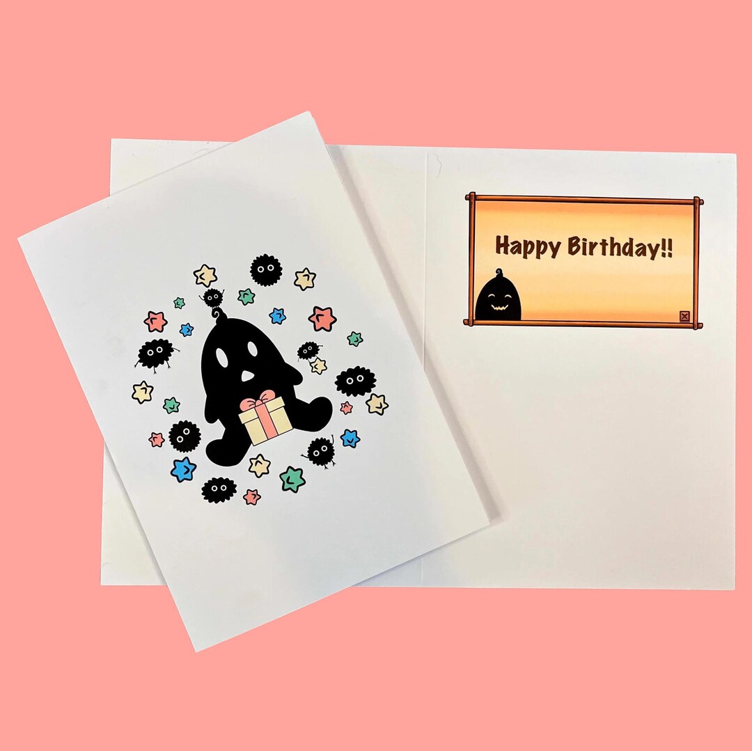 Cute Krobus & Soot Sprite Happy Birthday Greeting Gift Card for Stardew ...
