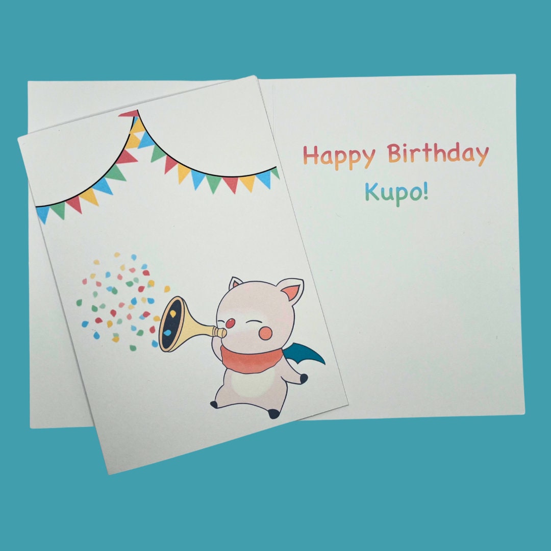 Cute Moogle Happy Birthday Kupo Greeting Gift Card for Final Fantasy ...