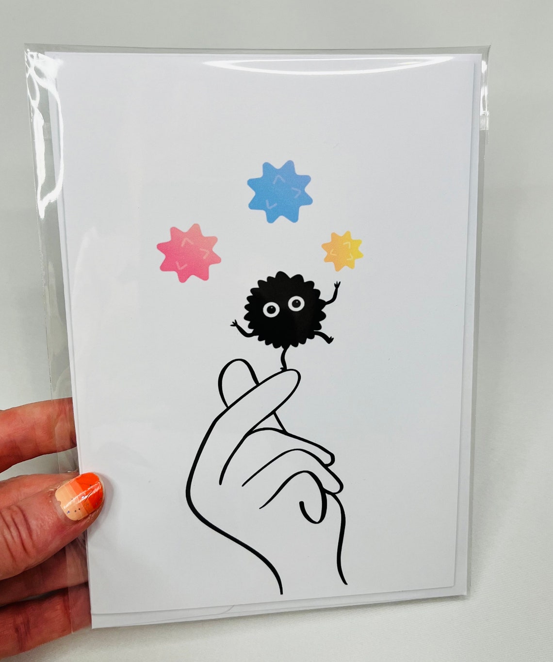 Soot Sprite Finger Heart Love Romantic Birthday Greeting Card - Etsy