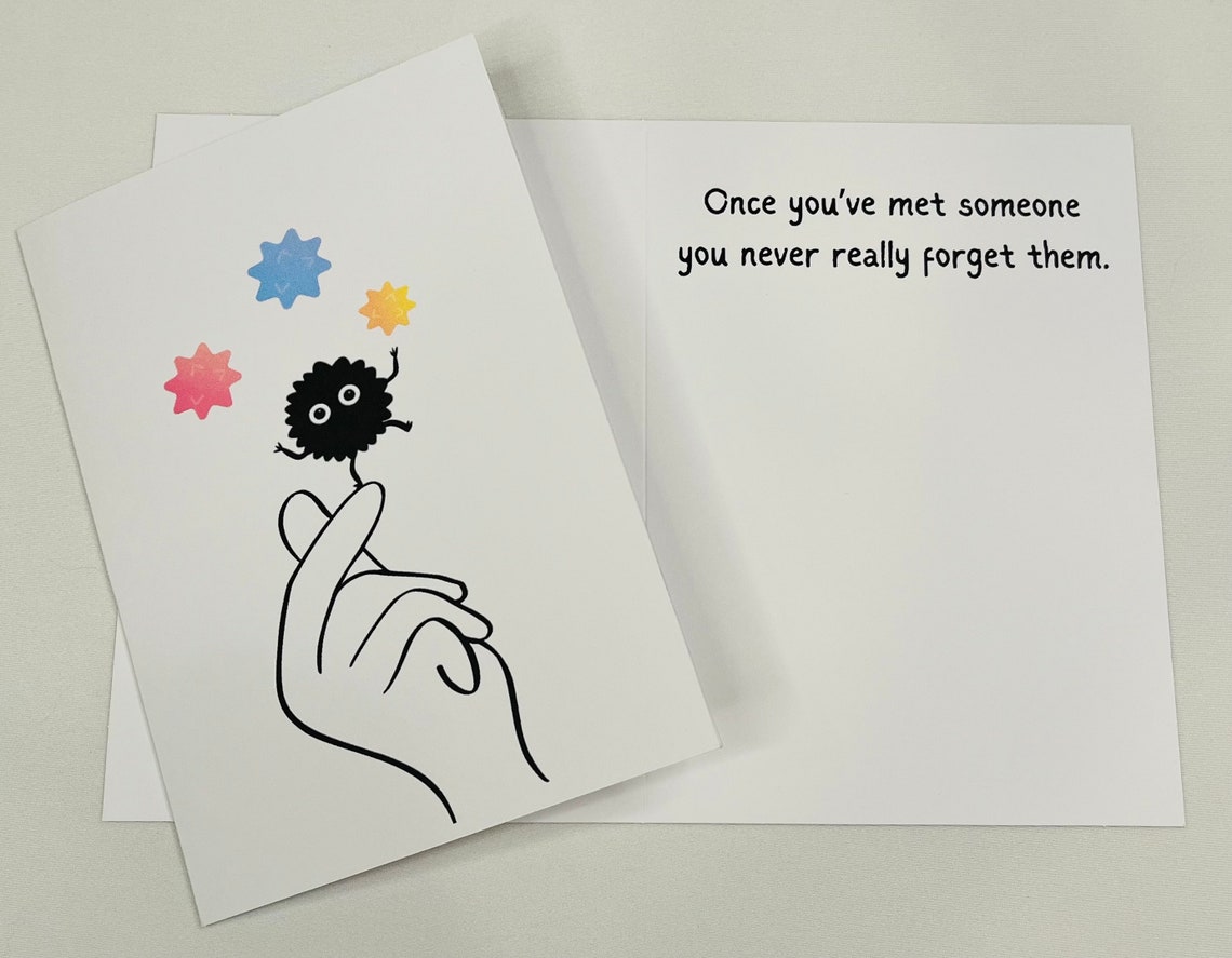 Soot Sprite Finger Heart Love Romantic Birthday Greeting Card - Etsy