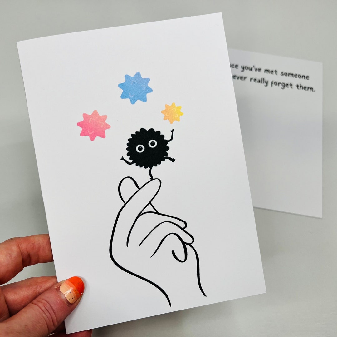 Soot Sprite Finger Heart Love Romantic Birthday Greeting Card - Etsy