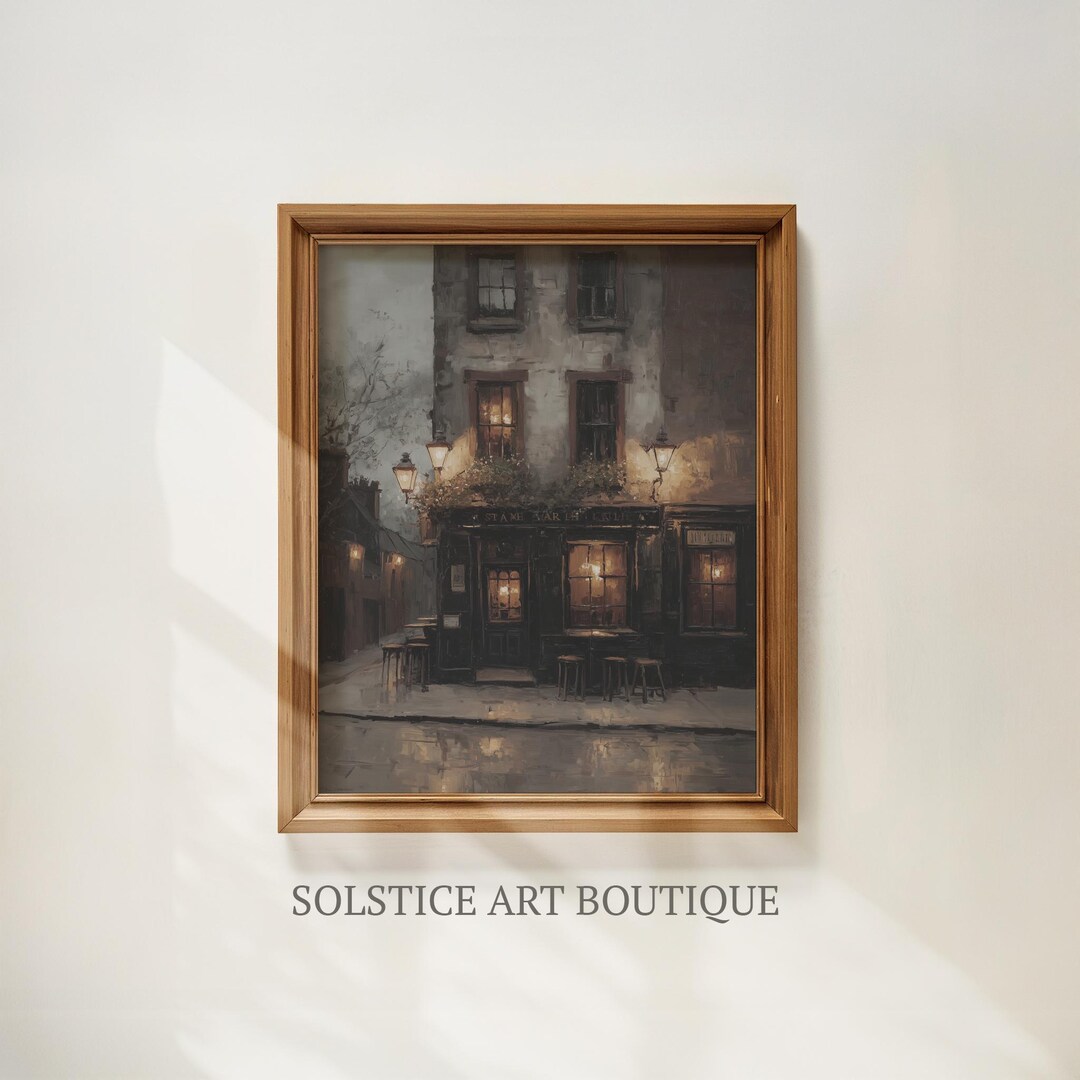 Vintage Pub Art Print | Dark Moody Fall Colors | Dark Academia Print ...