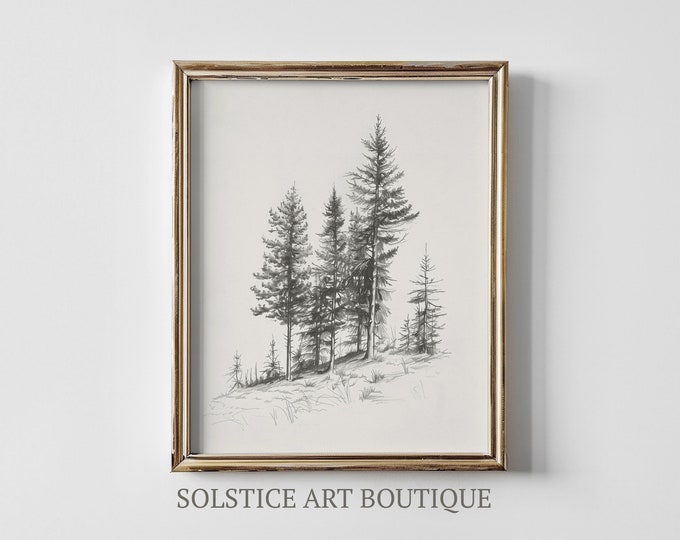 Longleaf Pine Tree Print | Vintage Tree Sketch | Printable Tree Art ...