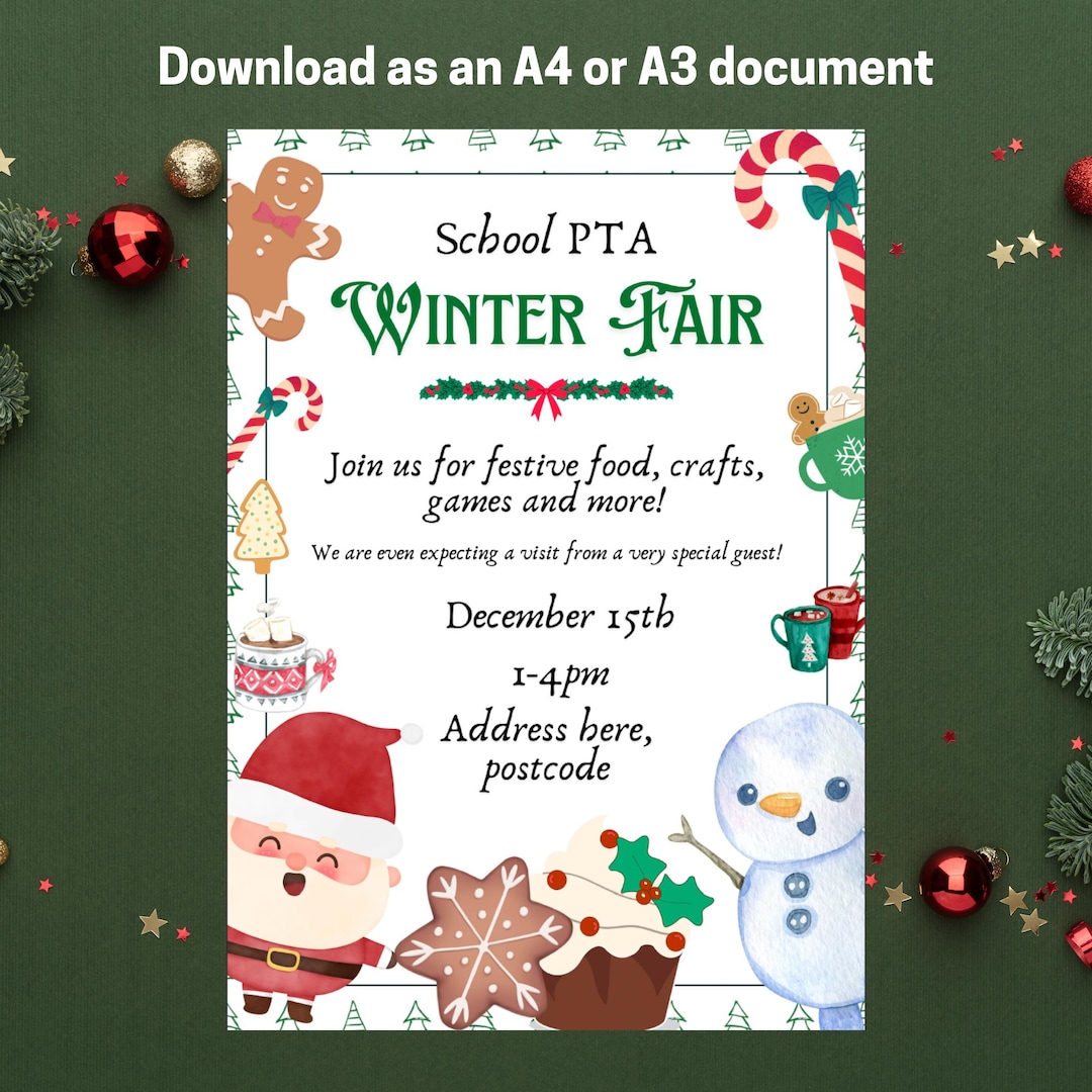 Editable PTA/ PTO Winter Fair Bundle, Winter Fair Poster, Parent ...