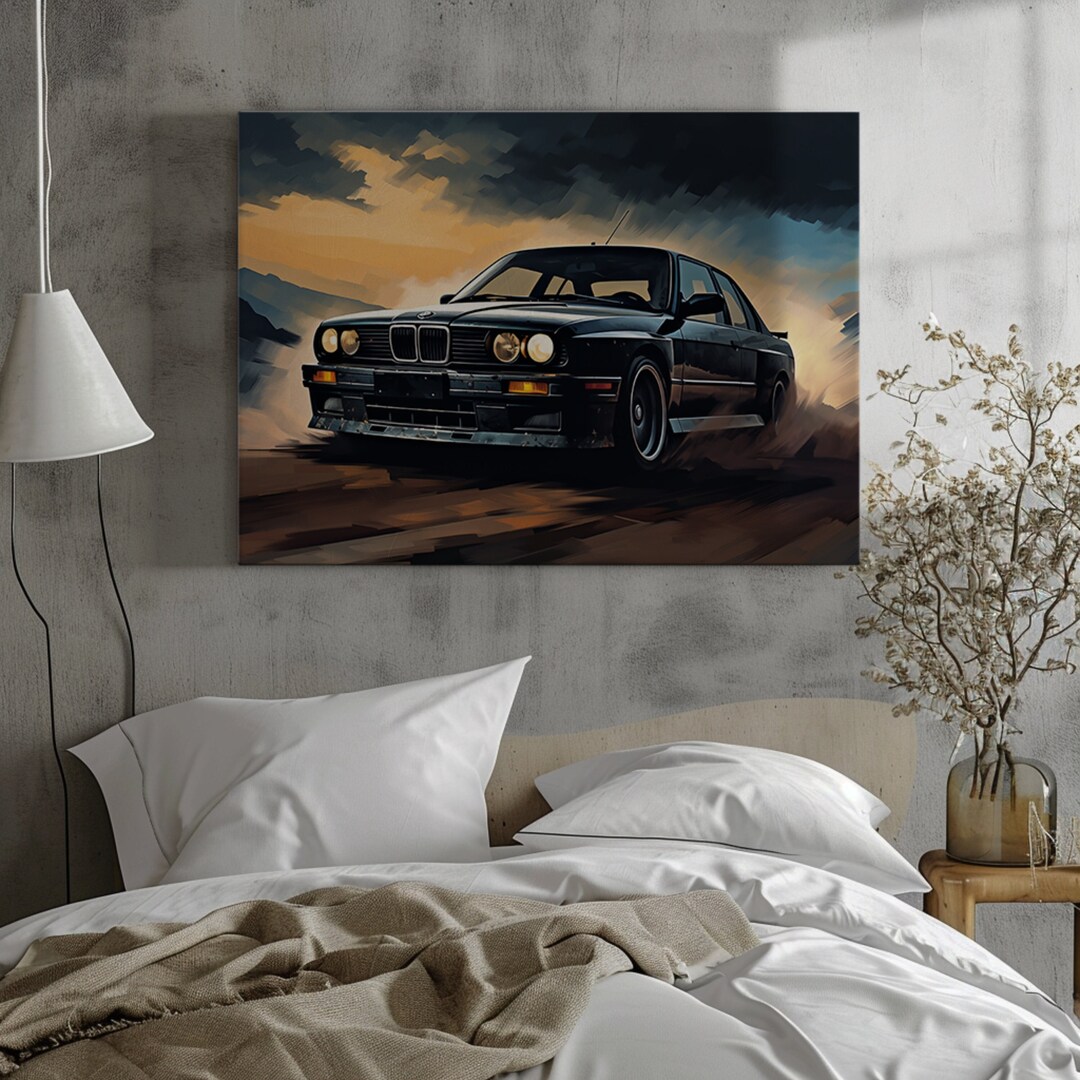 Bmw E30 M3, Canvas, Car Painting, Oil Artwork, Automotive Print, Car ...