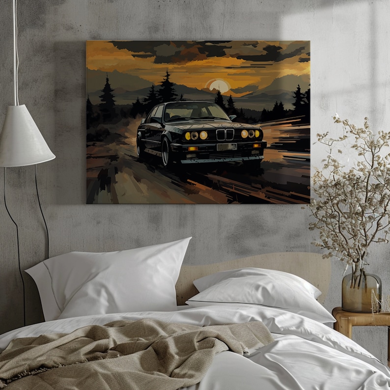 Bmw E30 Canvas, Oil Artwork, Car Painting, Gift for Car Guys, Automotive Print, Car Wall Decor ...