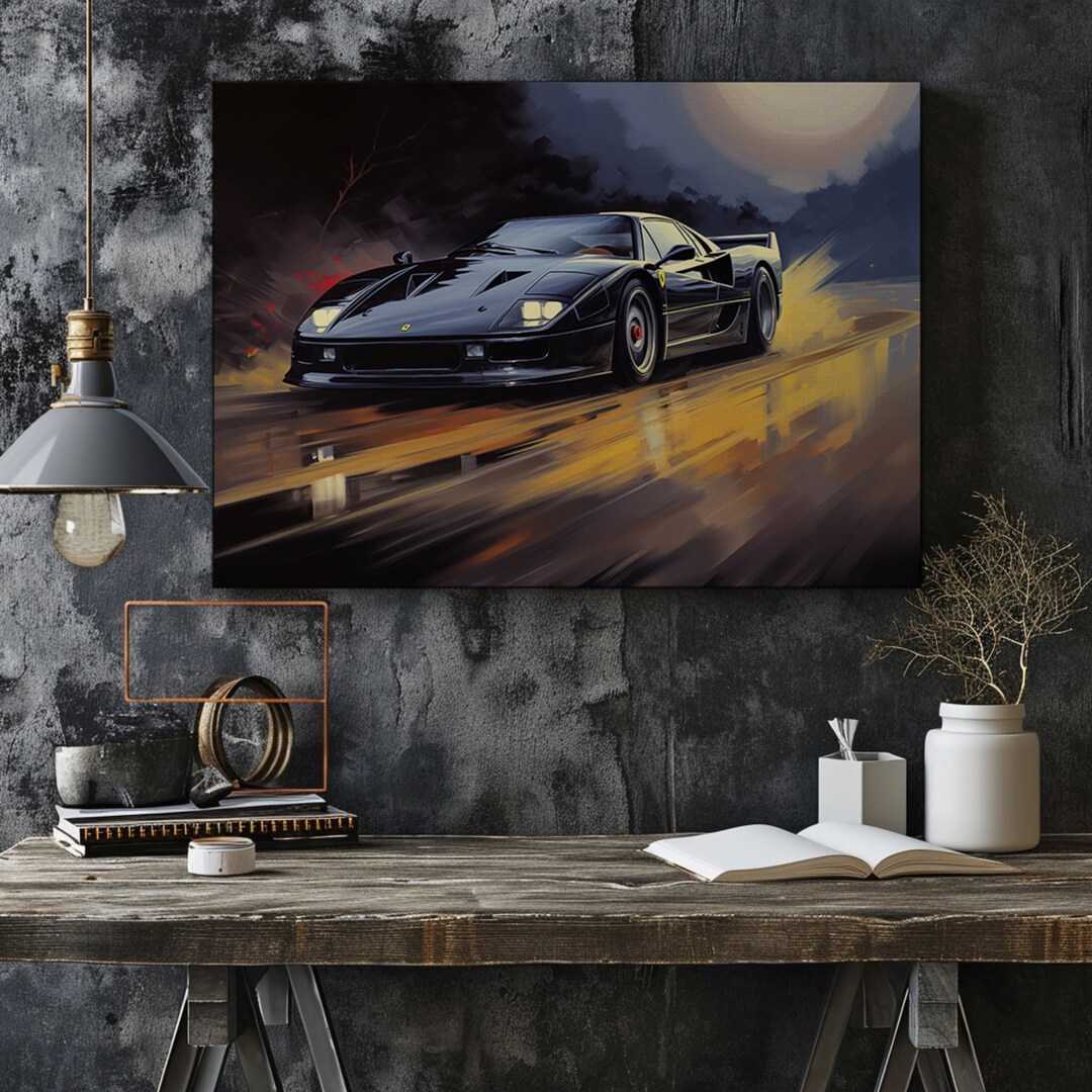 Ferrari F40 Car Painting, Oil Artwork, Gift for Car Guys, Canvas ...