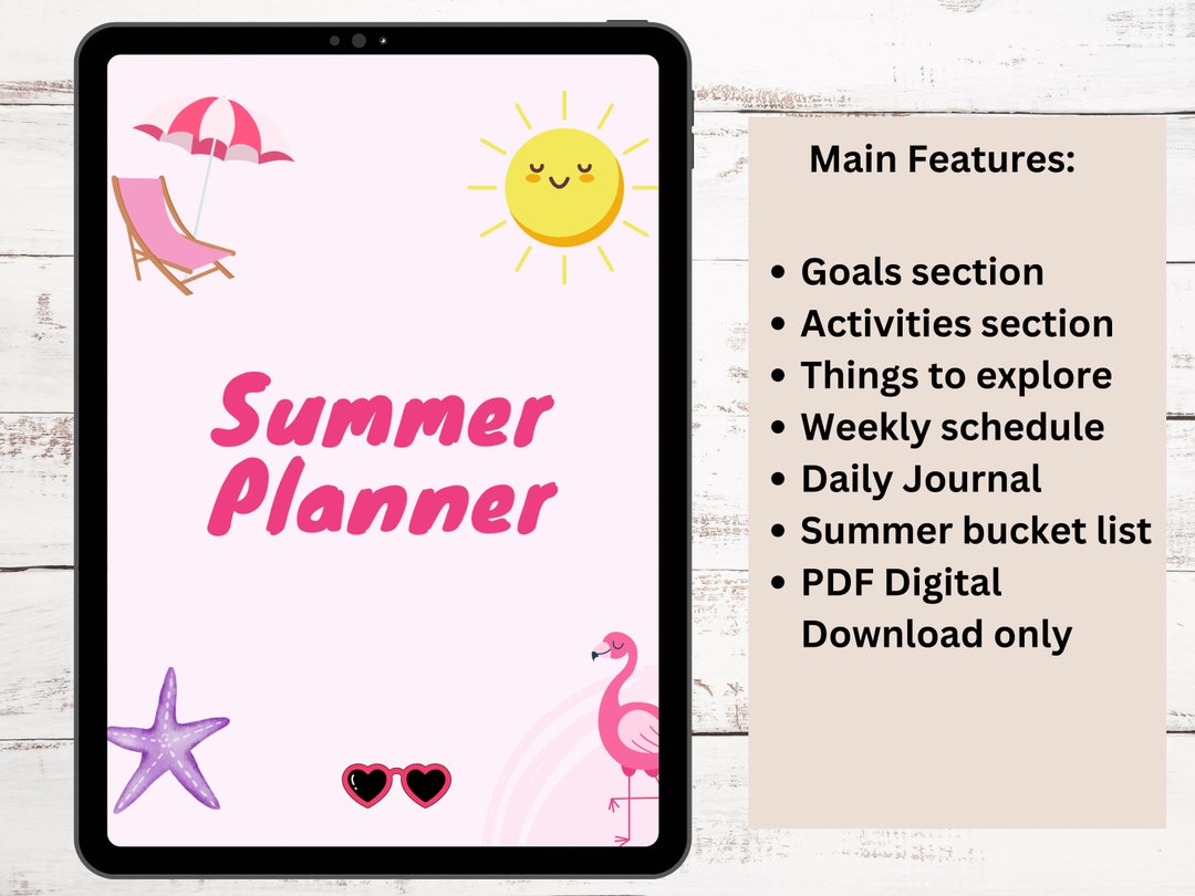 Summer Planner, Undated Digital Planner, Kids Summer Planner, Printable ...
