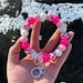Handmade Hot Pink Checkered Silicone Beaded Wristlet Keychain - Cute ...