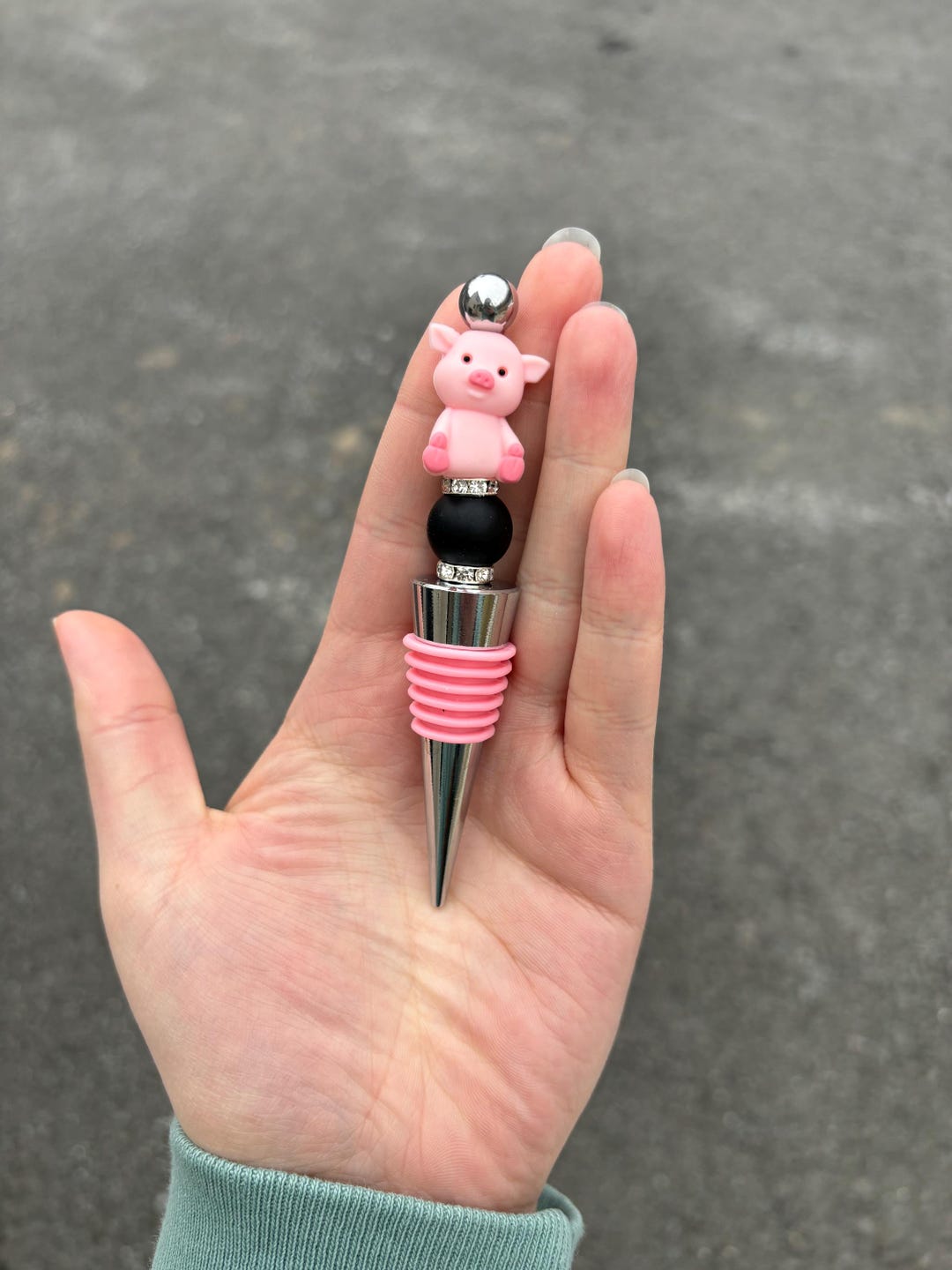 Silicone Beaded 3D Pig Wine Stopper - Beaded Wine Cork - Cute Wine ...