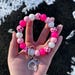 Handmade Hot Pink Checkered Silicone Beaded Wristlet Keychain - Cute ...