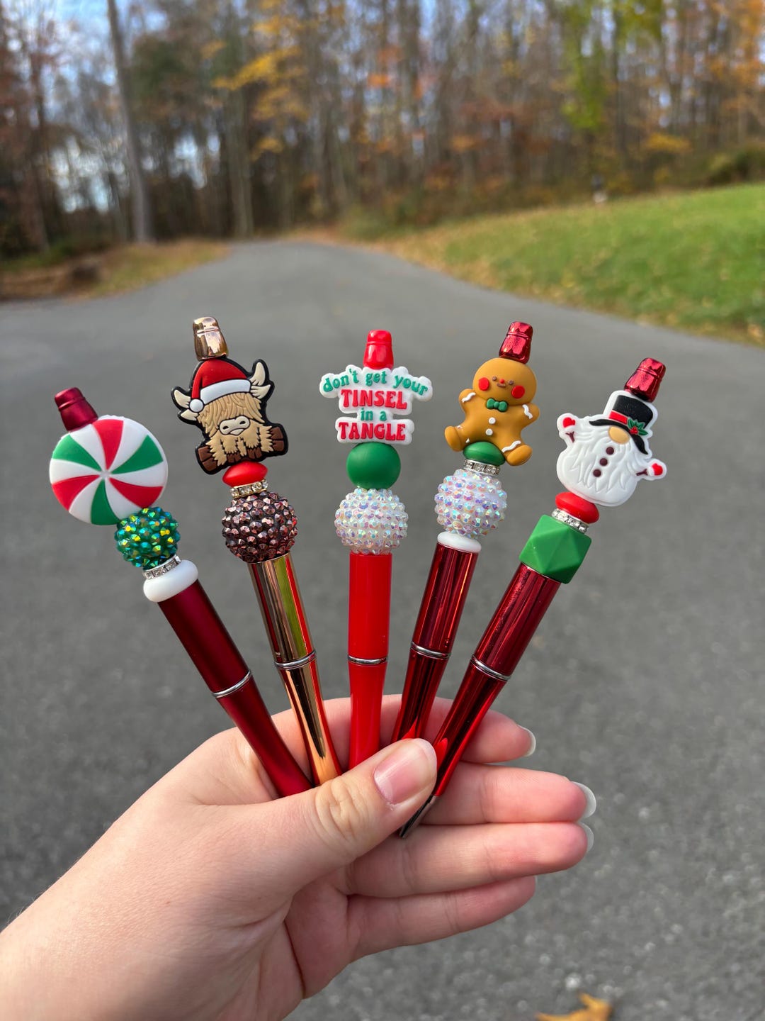 Silicone Beaded Christmas Ballpoint Pens - Cute Pens for Christmas ...