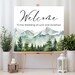 Rustic Watercolor Woodland Landscape With Pine Trees and Mountains ...