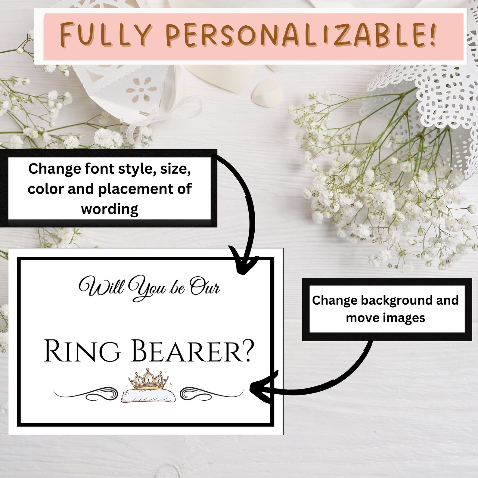 Ring Bearer Proposal Card Fully Personalizable Template Digital ...