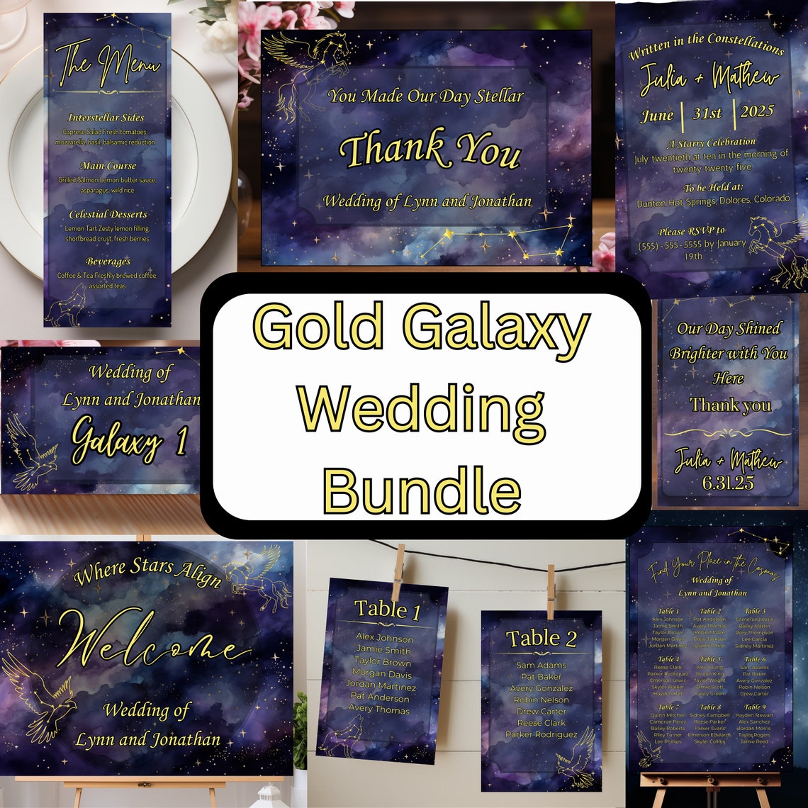 Gold Constellations With Celestial and Galaxy Theme Fully Editable ...