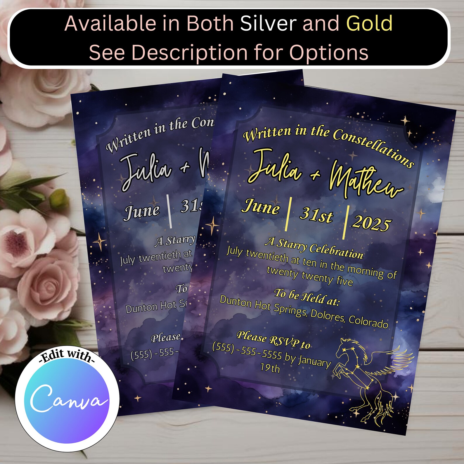 Gold Constellations With Celestial and Galaxy Theme Fully Editable ...