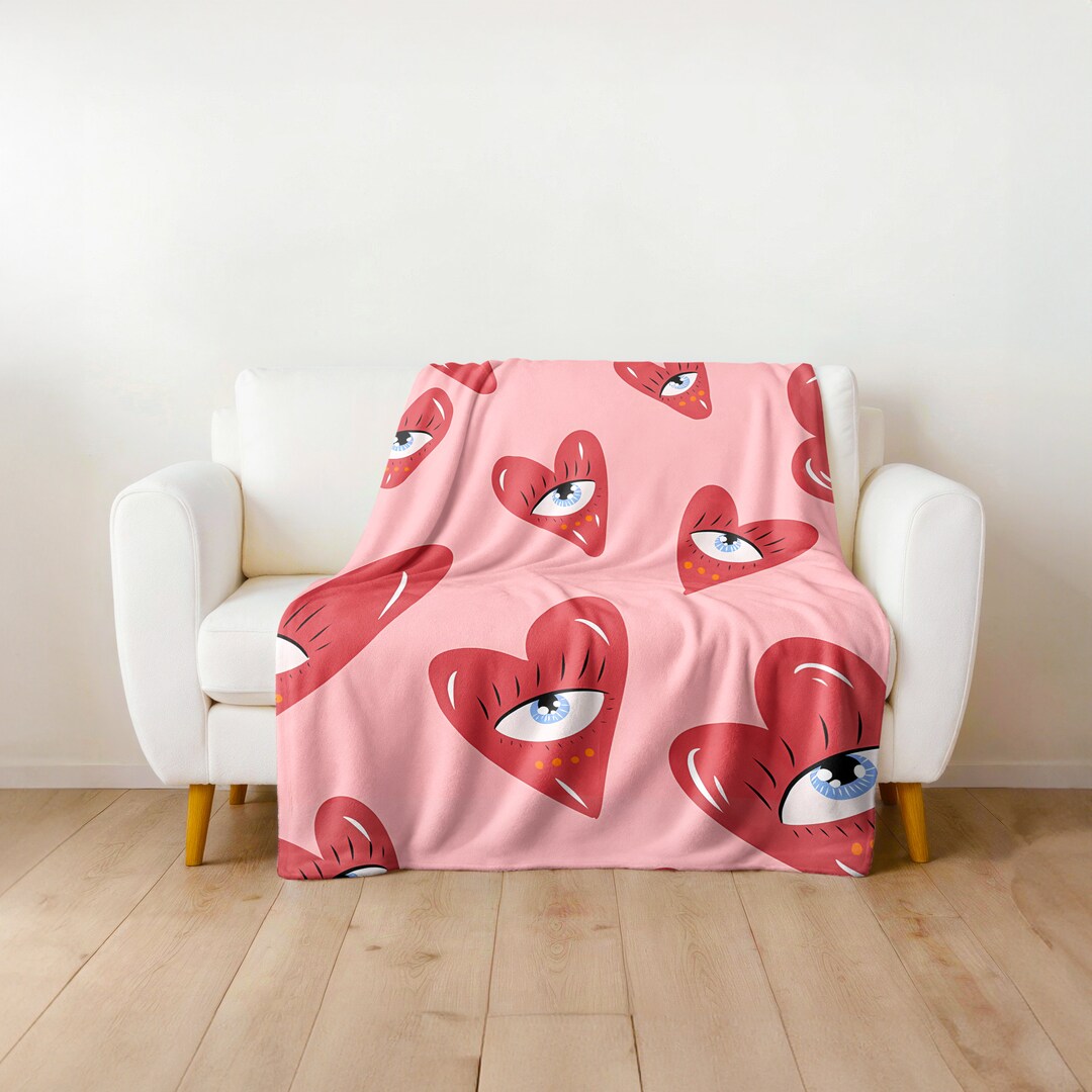 Love, Pink Heart Blanket, Red Heart, Pattern Blanket, Ultra Soft ...