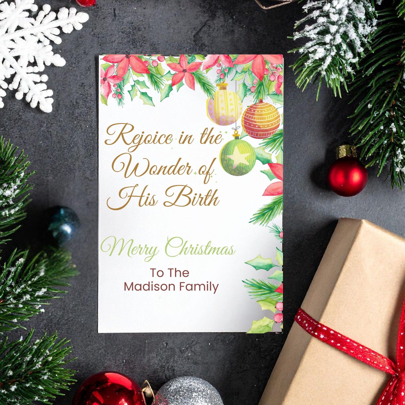 Religious Christmas Card for Family Personalized Faith-based Holiday ...