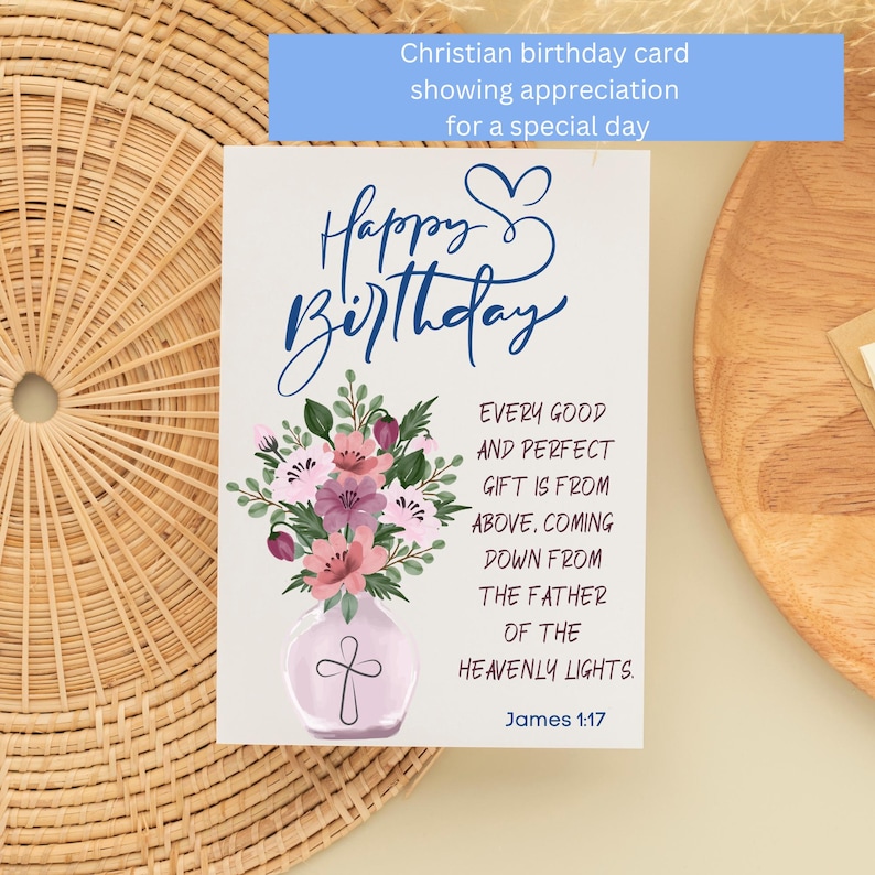 Christian Birthday Card Faith Based Birthday Card Bible Verse Card ...